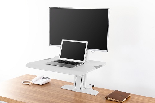 מעמד שולחני ישיבה עמידה הידראולי למחשב נייד ומסך או למחשב אול אין וואן ...